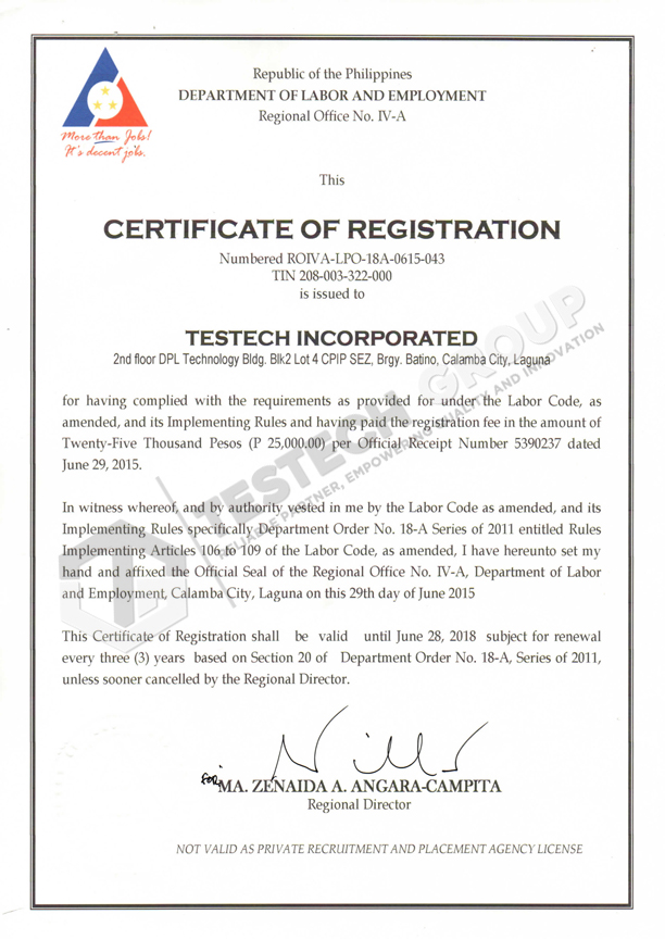 Certifications – TESTECH GROUP