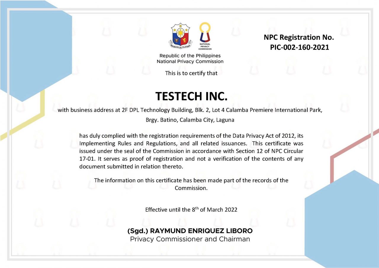 Certifications - TESTECH GROUP